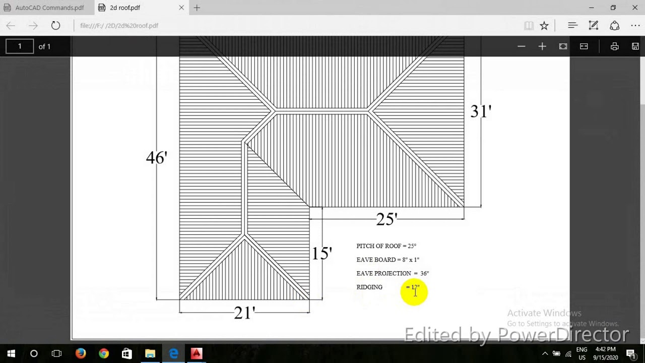 How to draw 2d roof plan in autocad - YouTube