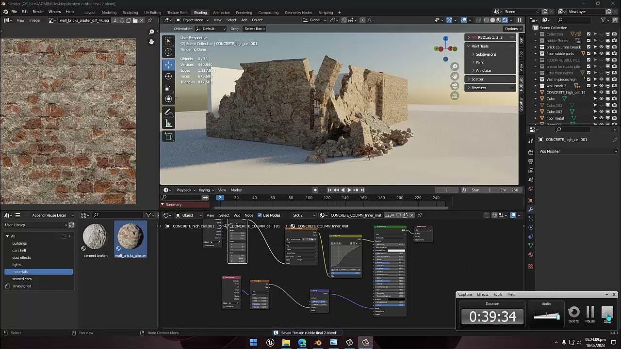 process to create 3d wall rubble models in blender / part of my process ...