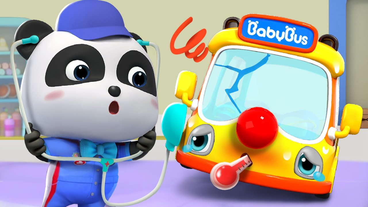 Bus is Scared of Checkup | Wheels on the Bus | Baby Panda Mechanic Ep 6 ...