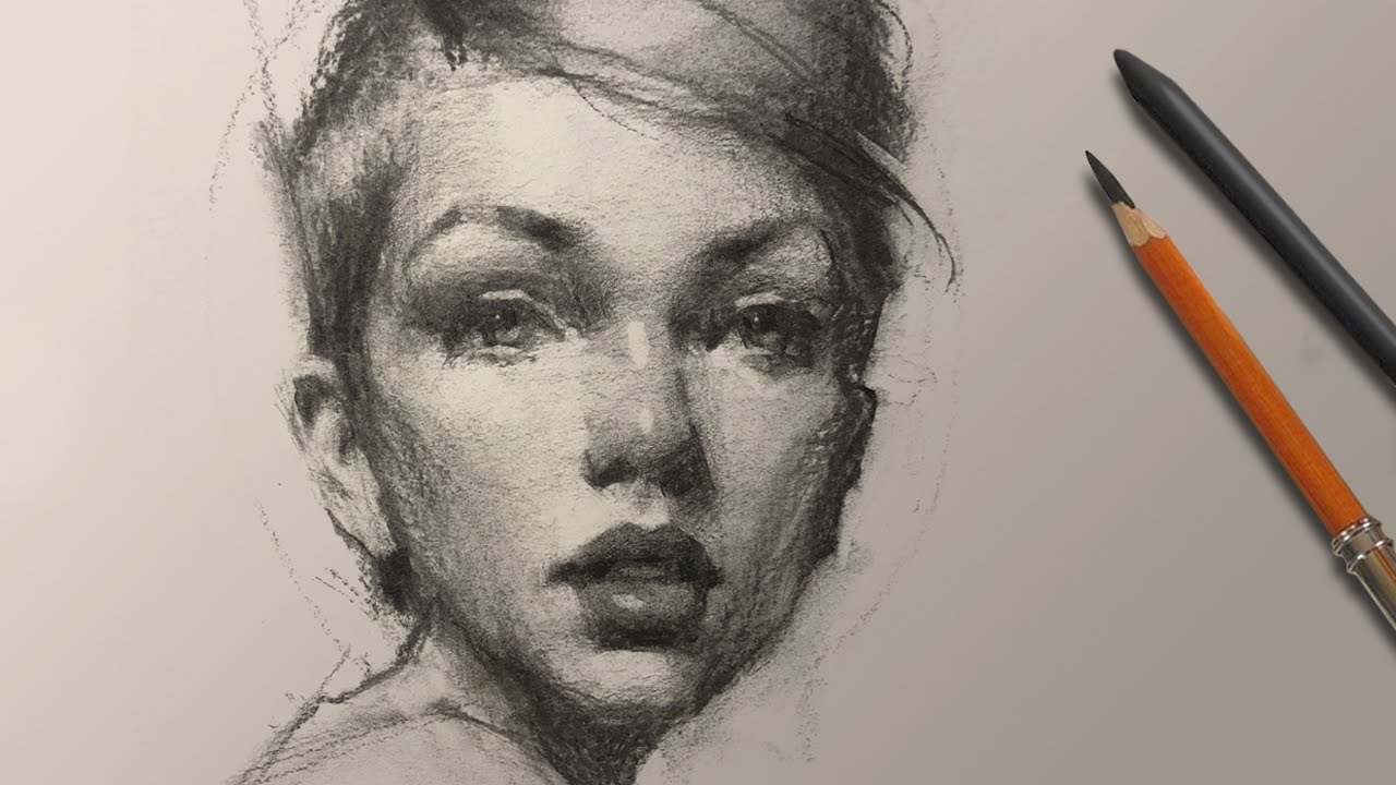 Portrait Drawing with Charcoal - YouTube