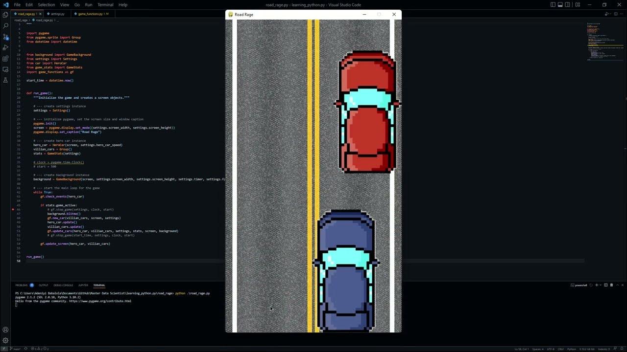 Python PyGame - Road Rage Extreme Part 2 - YouTube