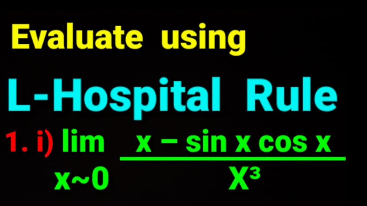 Lim X 0 x sinx cosx x Evaluate Using L Hospital s Rule Class 12