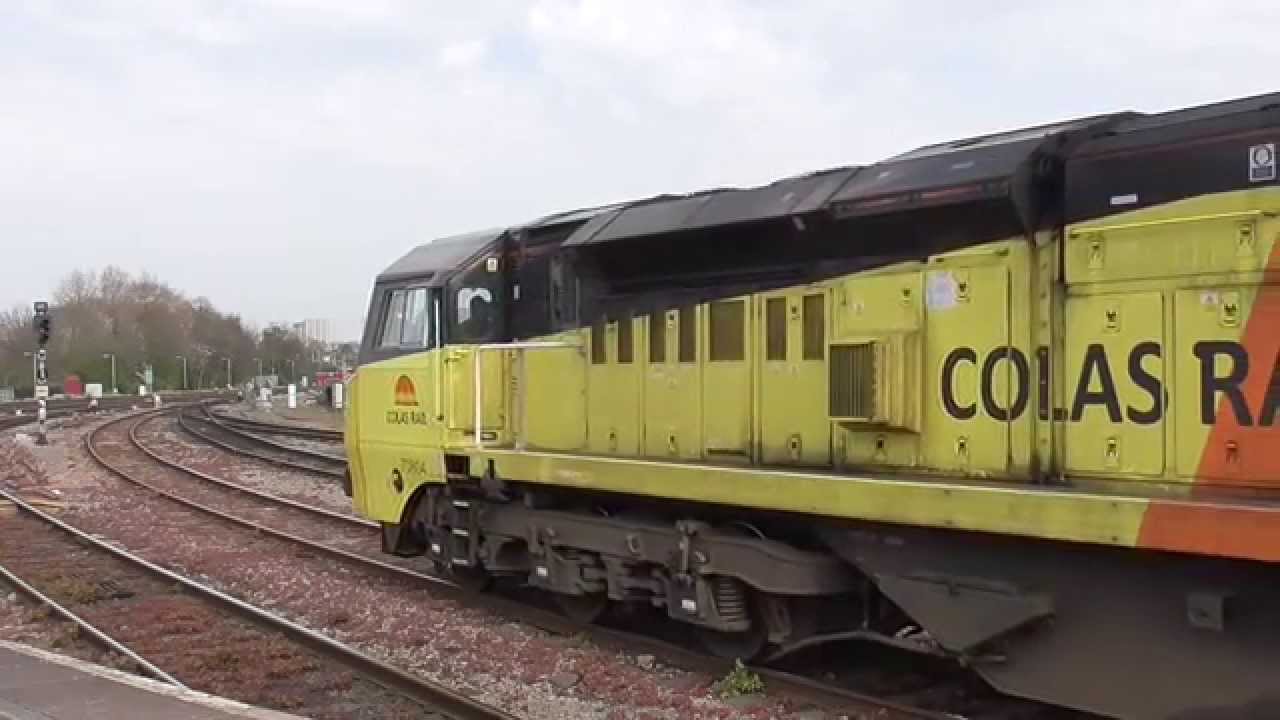 Colas 70804 Exeter riverside yard to Chirk loaded log train - YouTube