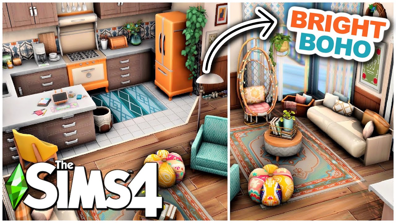 Bright Boho Apartment 🧡 || The Sims 4 Speed Build - YouTube