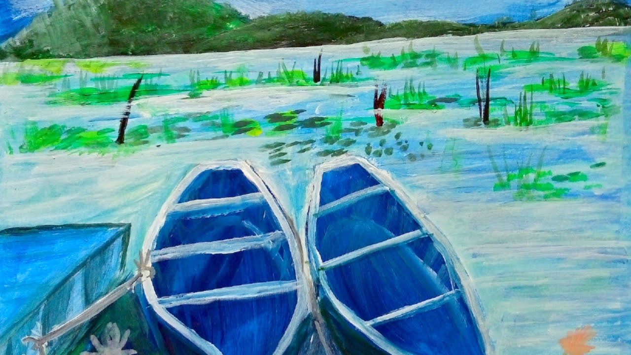 How to draw boats on lake. - YouTube