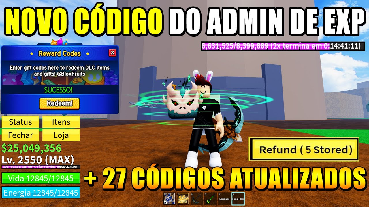 NOVO CÓDIGO DO ADMIN + 27 CÓDIGOS DE EXP BELI E RESET - blox fruit ...