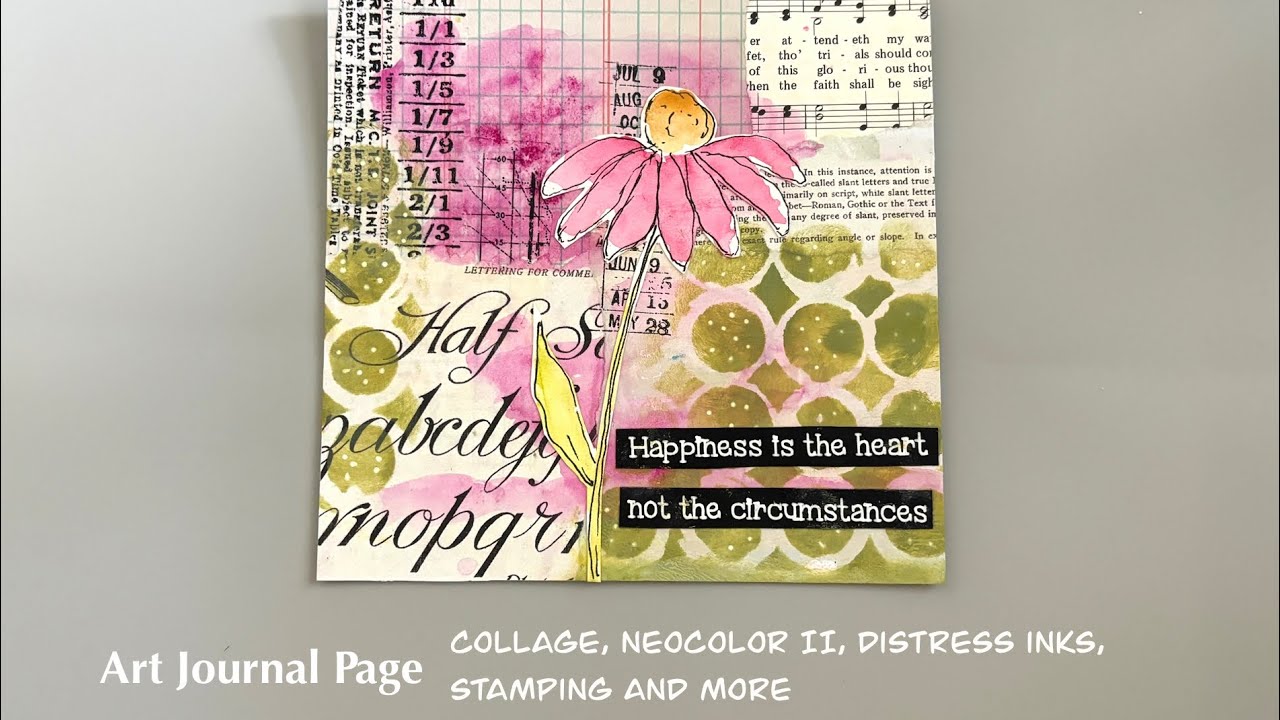 Mixed media art journal using collage, Neocolor II, distress inks ...