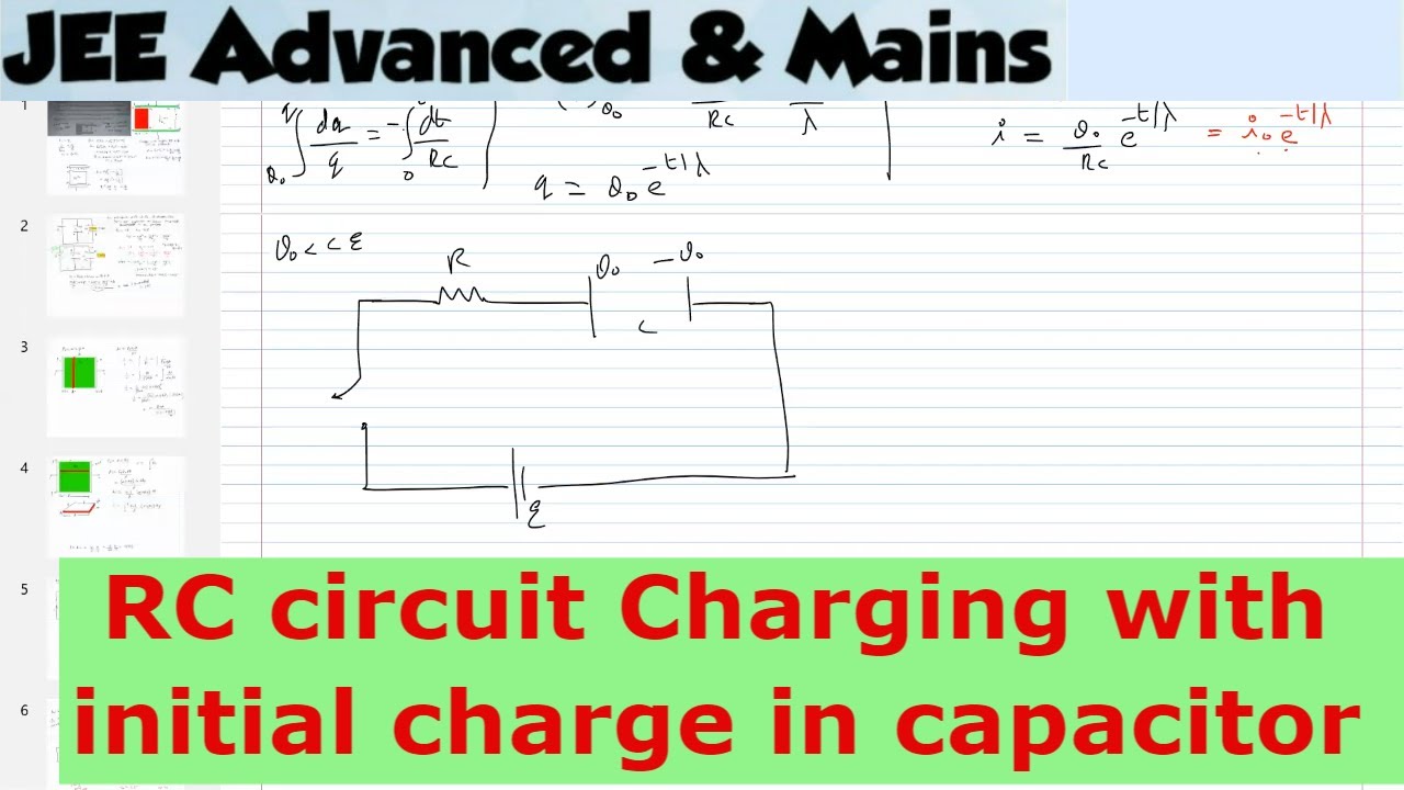 5) Capacitor with initial charge in RC Circuit |RC circuit charging ...