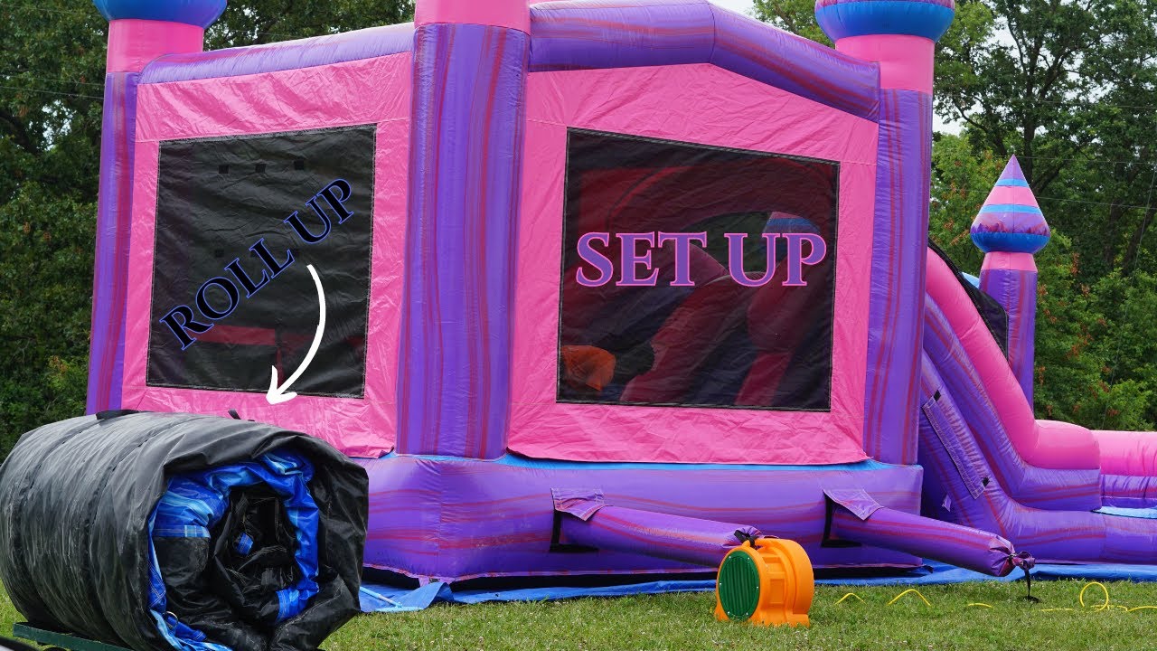blue combo roll up purplish combo set up | bounce house business - YouTube