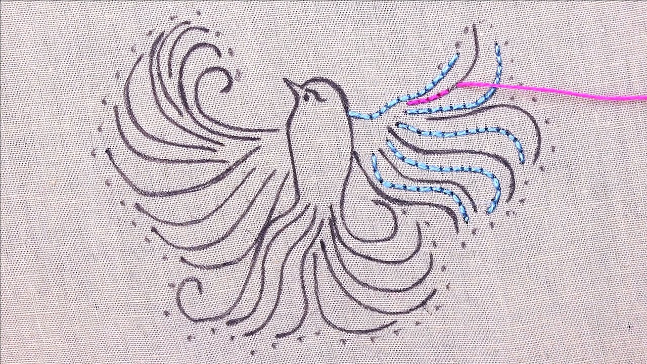 amazing and creative hand embroidery bird design with simple stitches ...