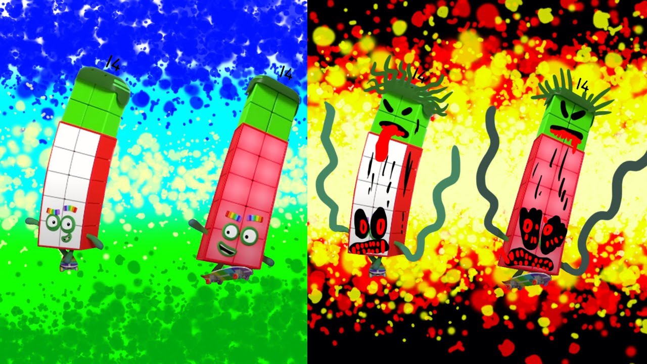 Numberblocks 14 14 double team red and white Numbers in Space Count as ...