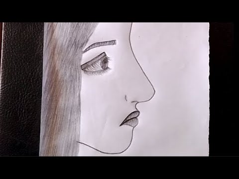 Beautiful girl face drawing in side view Real girl drawing step by step ...