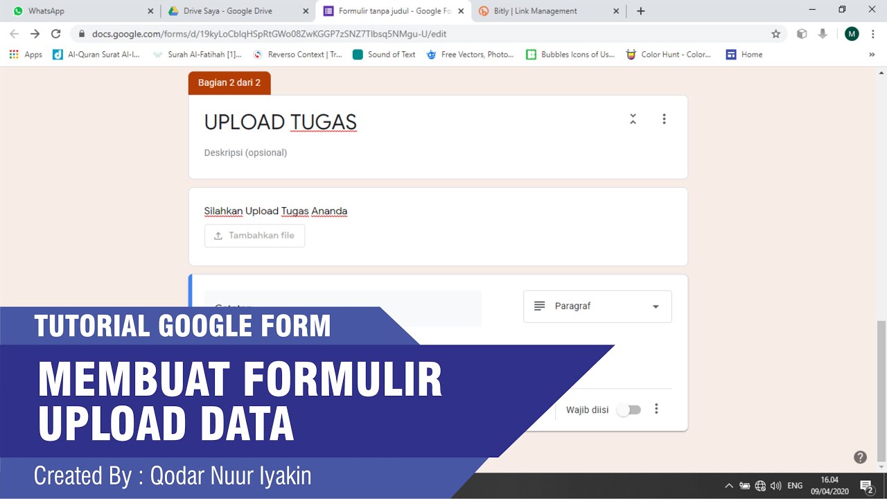 Tutorial Google Form [ Formulir Upload Data ] - YouTube