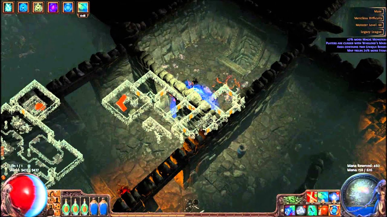 Path of Exile (0.9.13i) Level 68 Maze Map Run - Double Vaal Boss Fight ...