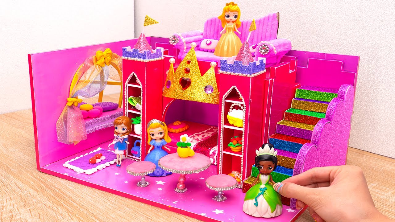 DIY Miniature House ️ Build a Pink Princess Castle with Queen Bedroom ...