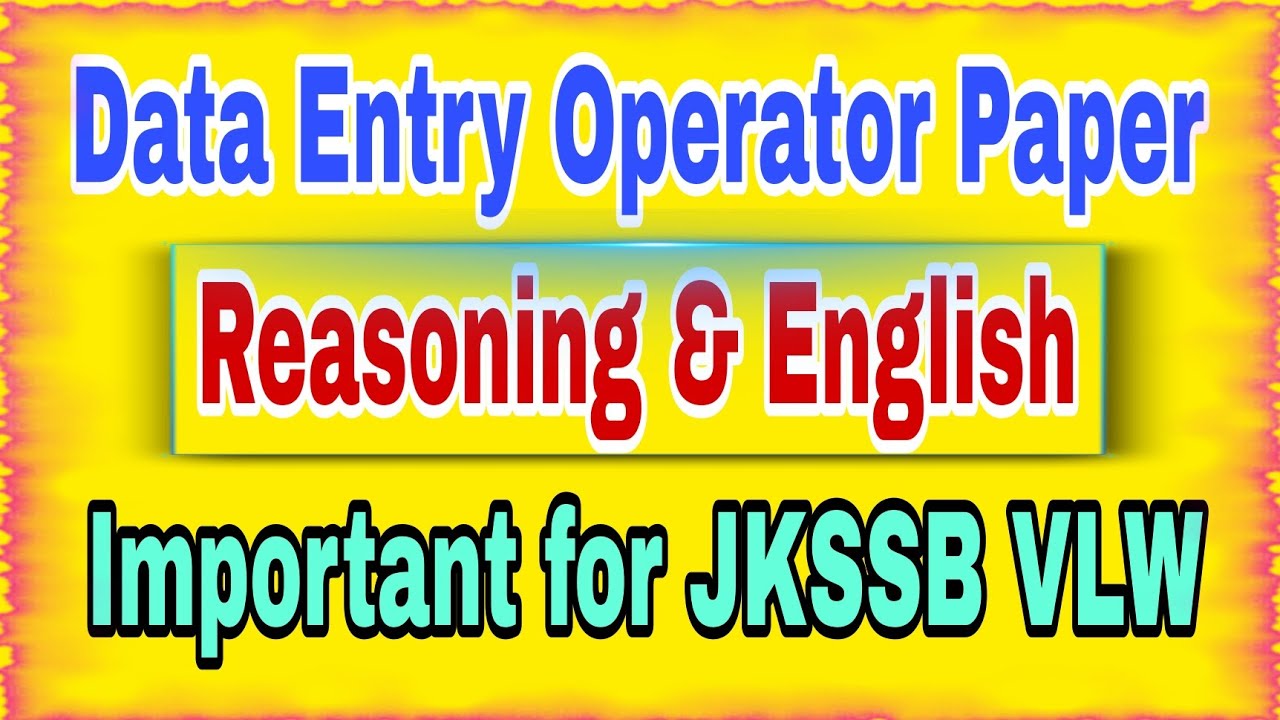 Reasoning & English Questions in Data Entry Operator Paper - YouTube