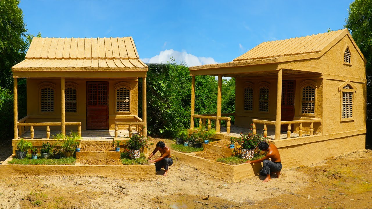 Spent 25 days to build a beautiful house [full] - YouTube