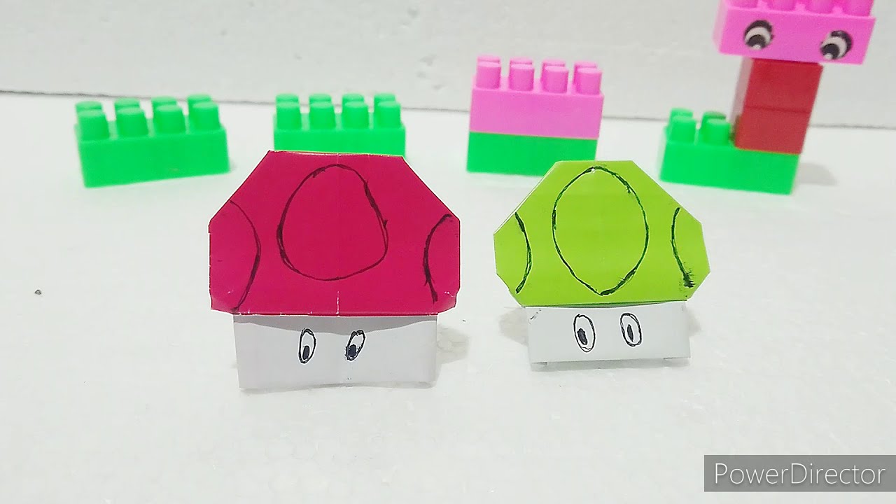 Cara membuat jamur kertas lipat super mario | the origami king - YouTube