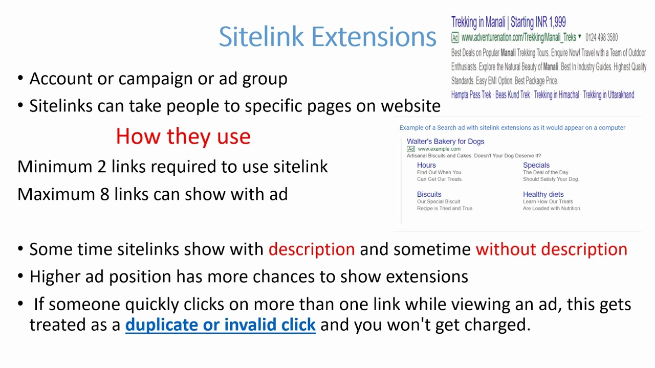 Sitelink Extensions, Type of manual extensions, Google ads - YouTube