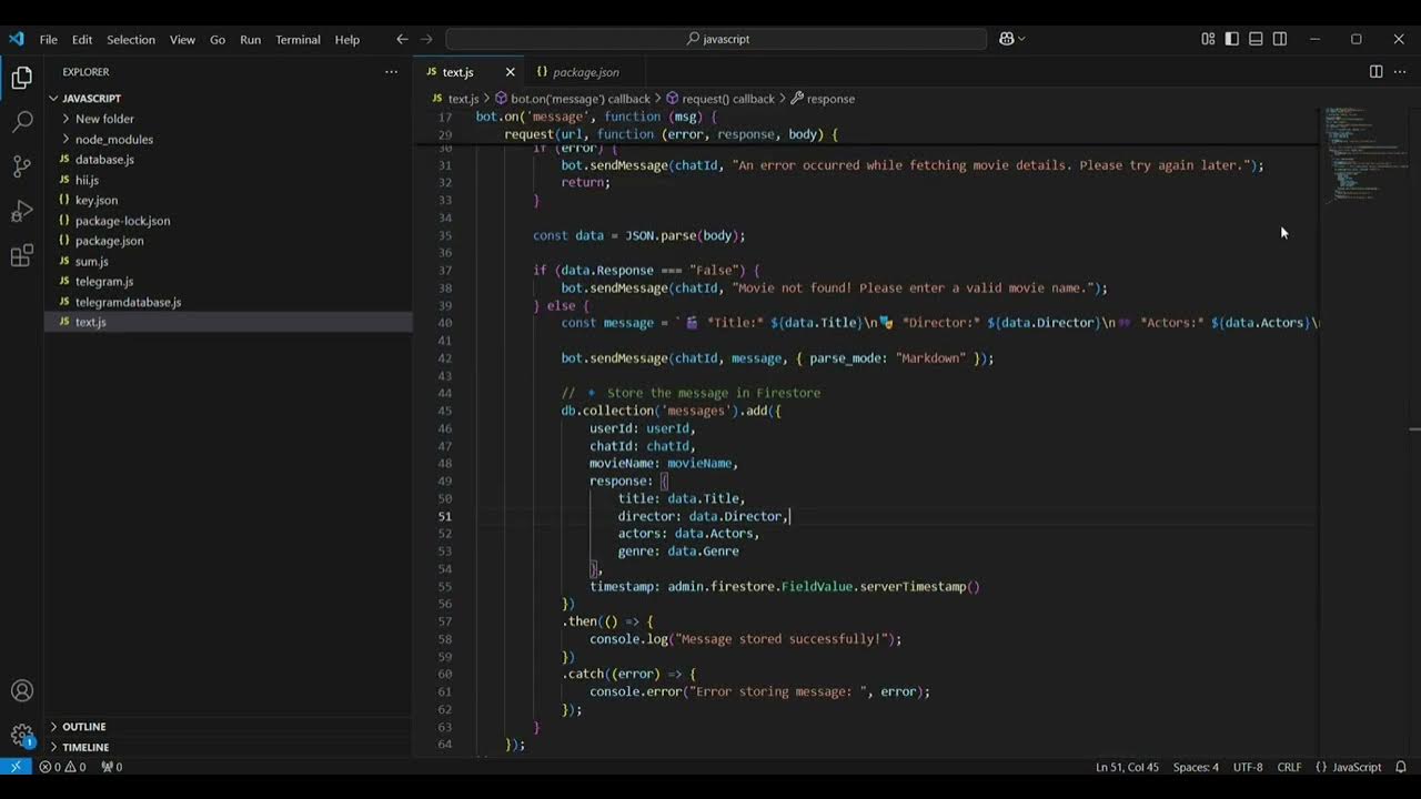 Telegram chatbot using firestore database - YouTube