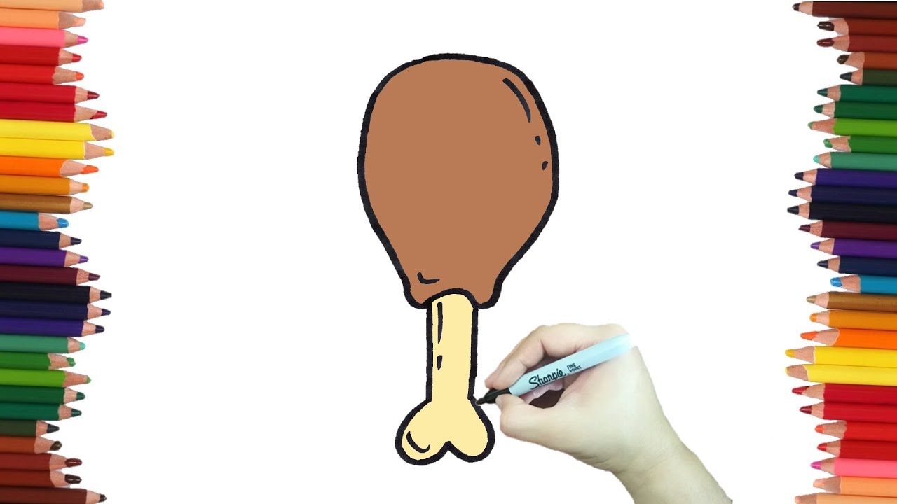 How to Draw FRIED CHICKEN STEP BY STEP - YouTube