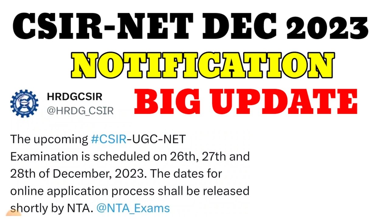 CSIR NET DEC 2023 EXAM DATE ANNOUNCED/ #csirnet #csirnetdec2023 # ...