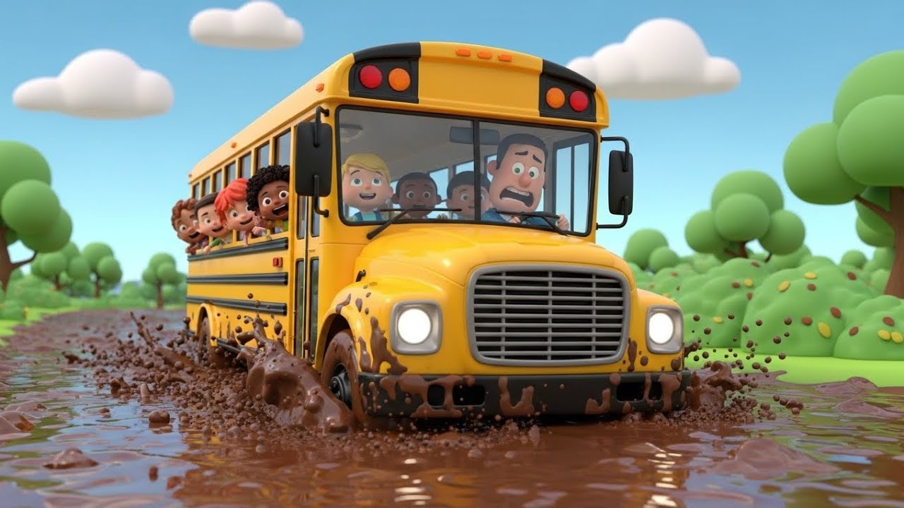 Wheels on the Bus Stuck in the Sticky Mud 🚌 | Fun Kids Song & Cartoon ...