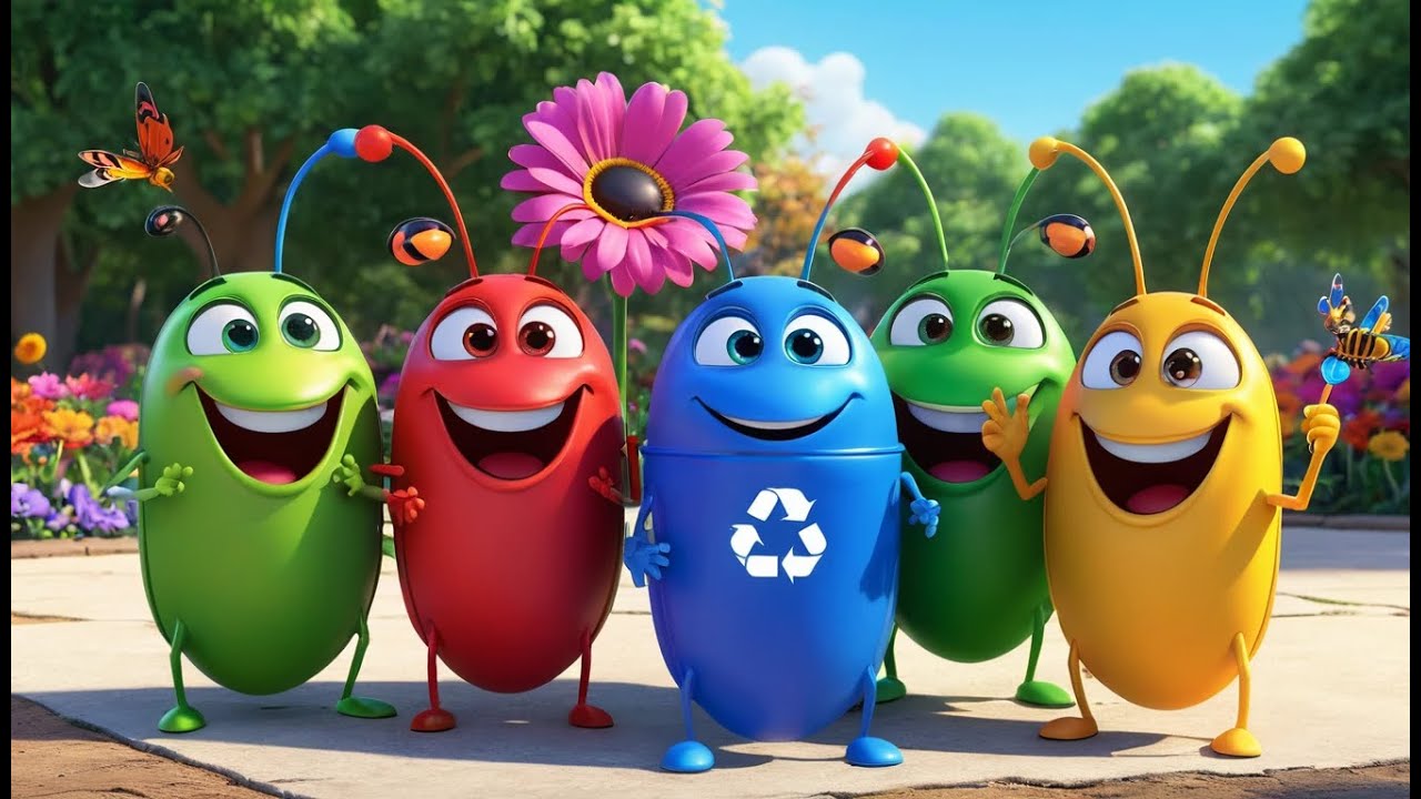 Five Little Bugs in the Bin | Fun Counting & Nature Song for Kids ...