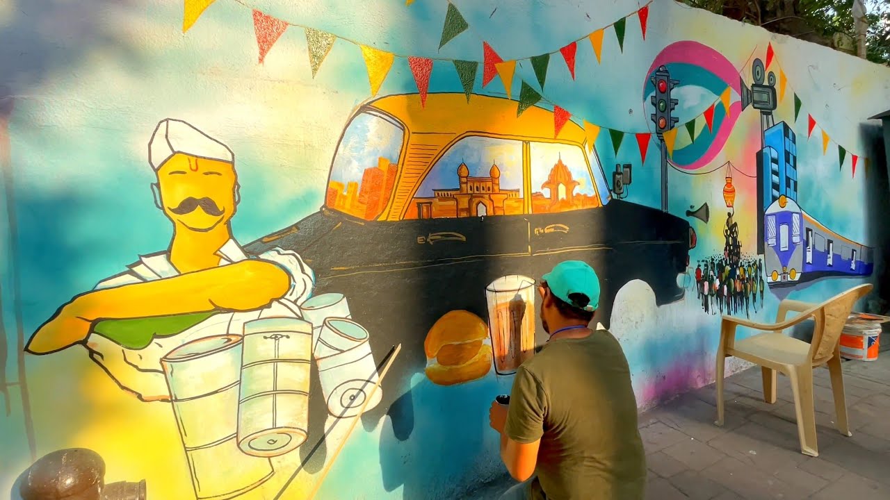 STREET GRAFFITI WALL PAINTING (Mumbai Stree Art) - YouTube
