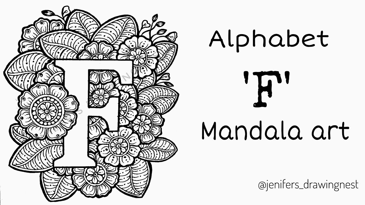 Alphabet F Mandala art | mandala art for beginners | letter 'F' mandala ...