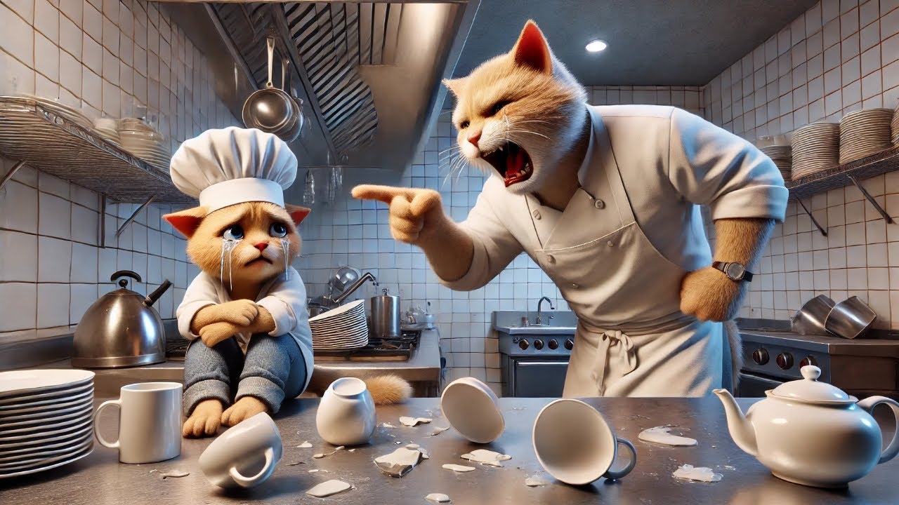 cafe worker cat😺😸|| cat animation - YouTube