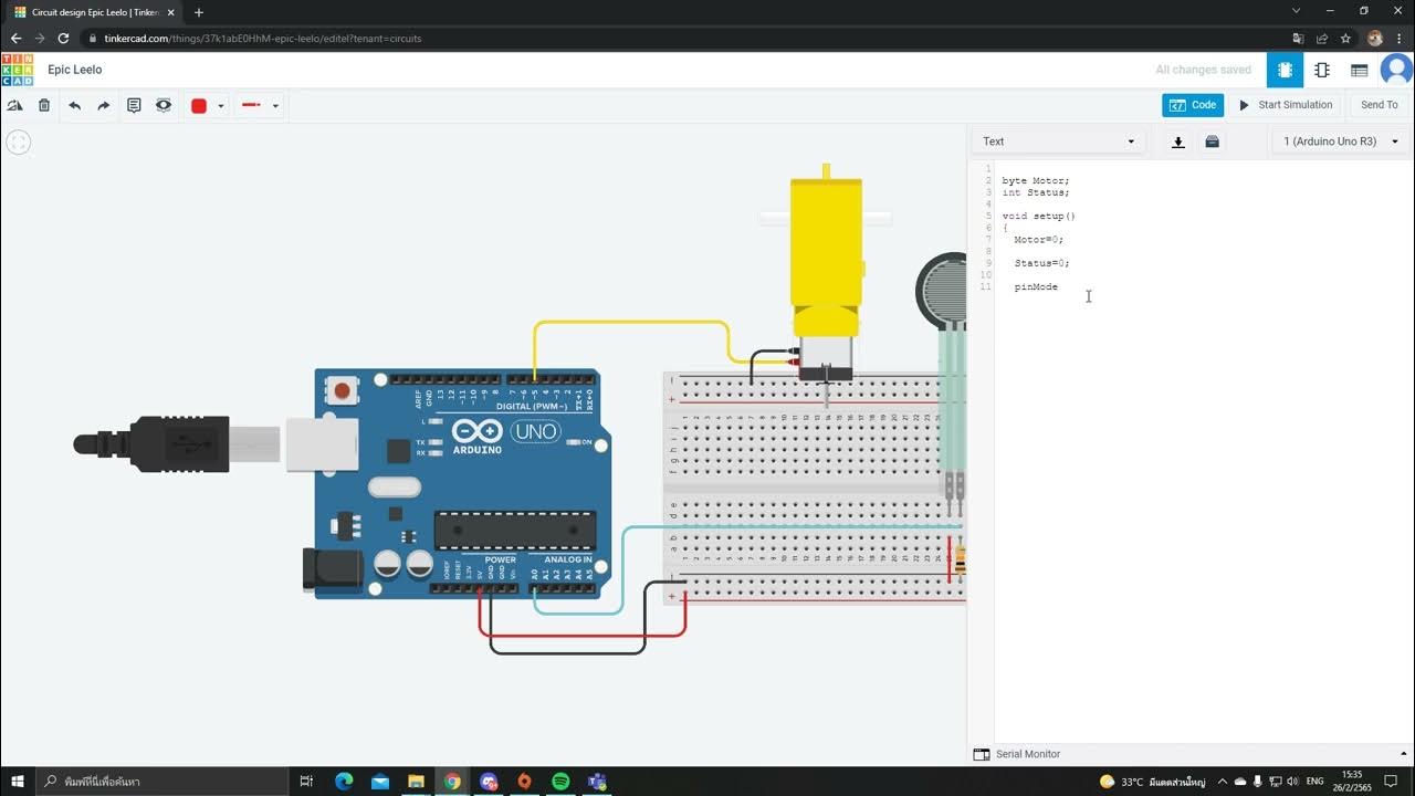 Arduino กับ Force sensor เพื่อควบคุมการทำงานของ Hobby Gearmotor - YouTube