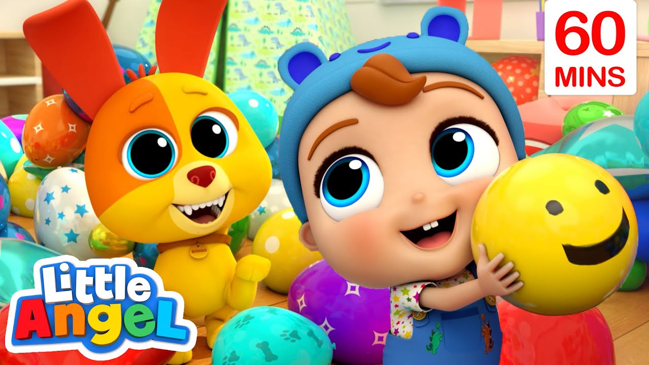 Playing With Big Balloons! | Songs for Kids! | Little Angel | Moonbug ...