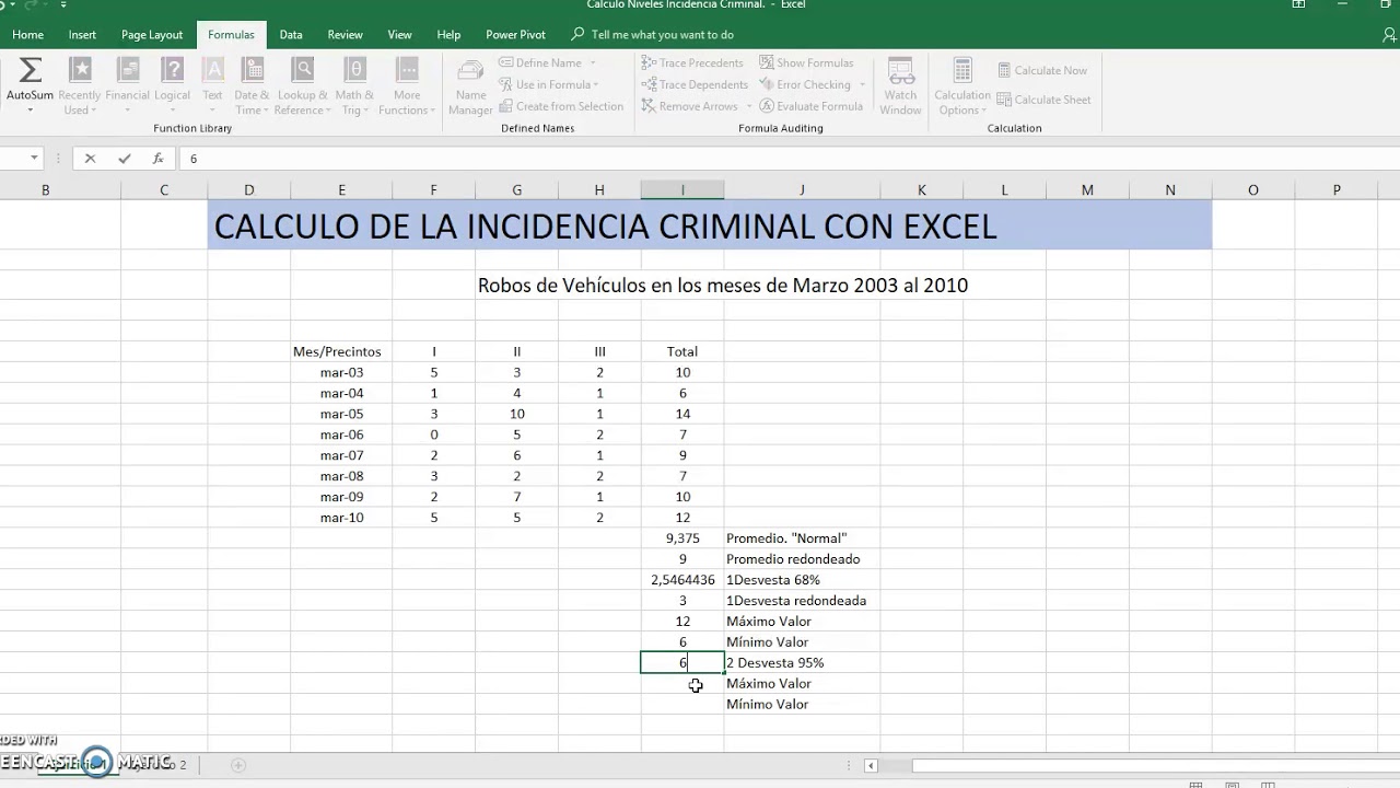 El Calculo de la Incidencia Criminal con Excel - YouTube
