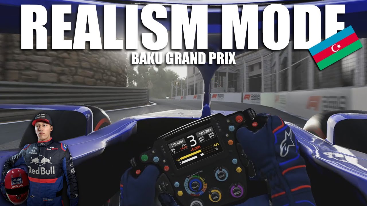 F1 2019 REALISM MODE (NO HUD + 100% RACE + COCKPIT + TRACKIR) @ Baku ...