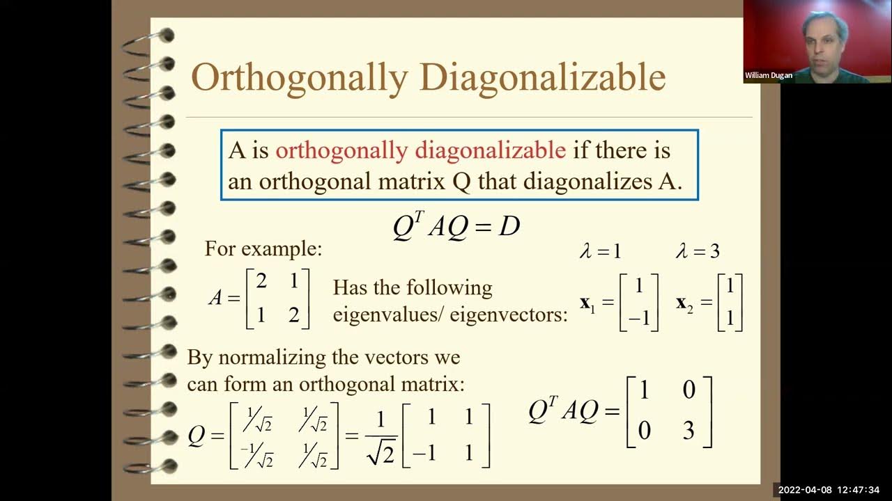 Orthogonal Diagonalization Definition - YouTube