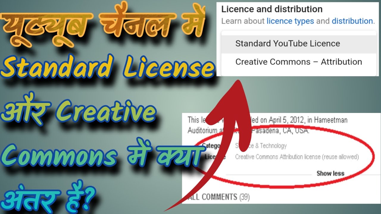 Different in license | Standard YouTube license & Creative common ...