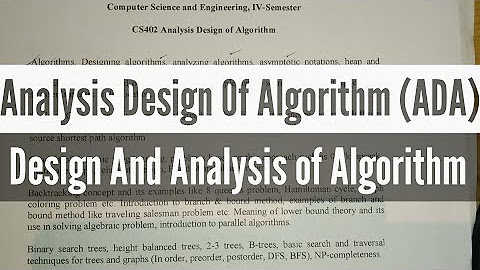 Analysis Design Of Algorithm (ADA) - YouTube