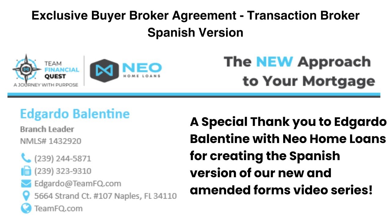 Exclusive Buyer Broker Agreement Transaction Broker - YouTube