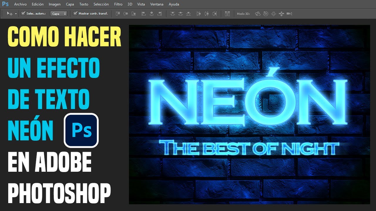 Como hacer un Efecto de Texto Neón en Photoshop. - YouTube