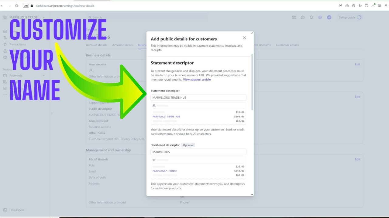 How to Change Your Business Name & Statement Descriptor in Stripe ...