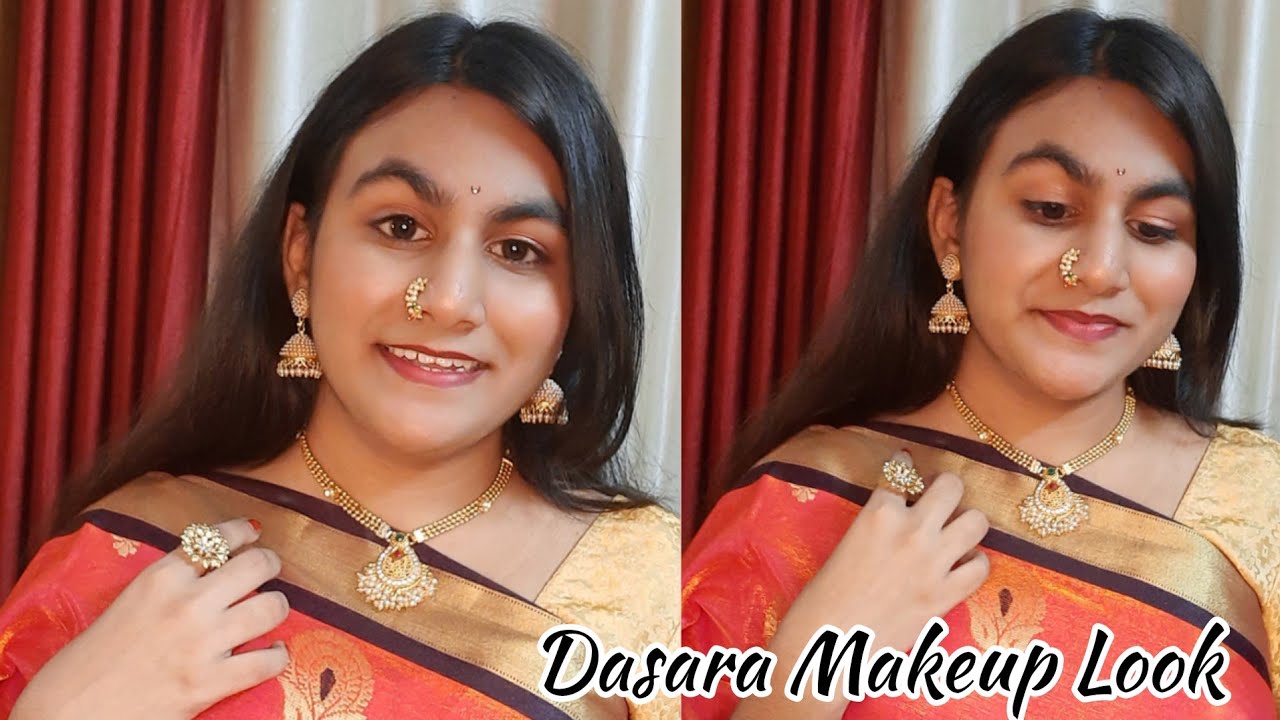दसर्‍या साठी करा मराठमोळा लूक|Dasara Easy Makeup Look Without ...