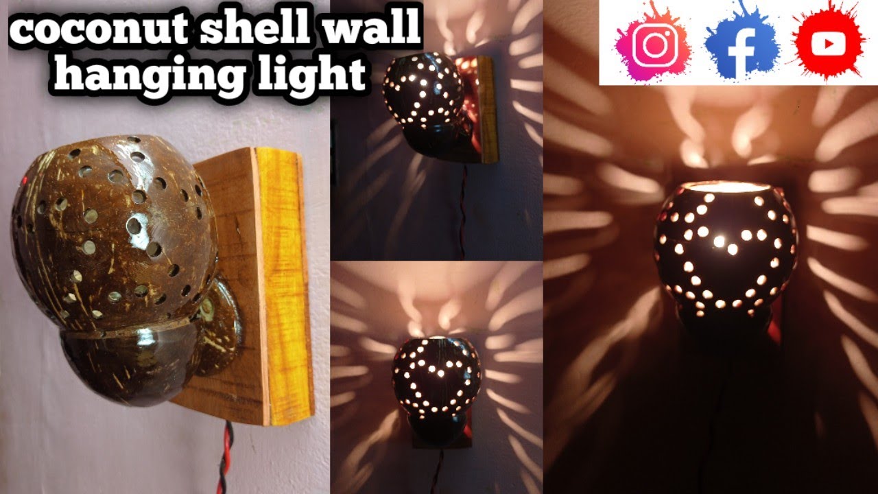 coconut shell wall hanging light /coconut shell craft ideas | ചിരട്ട ...
