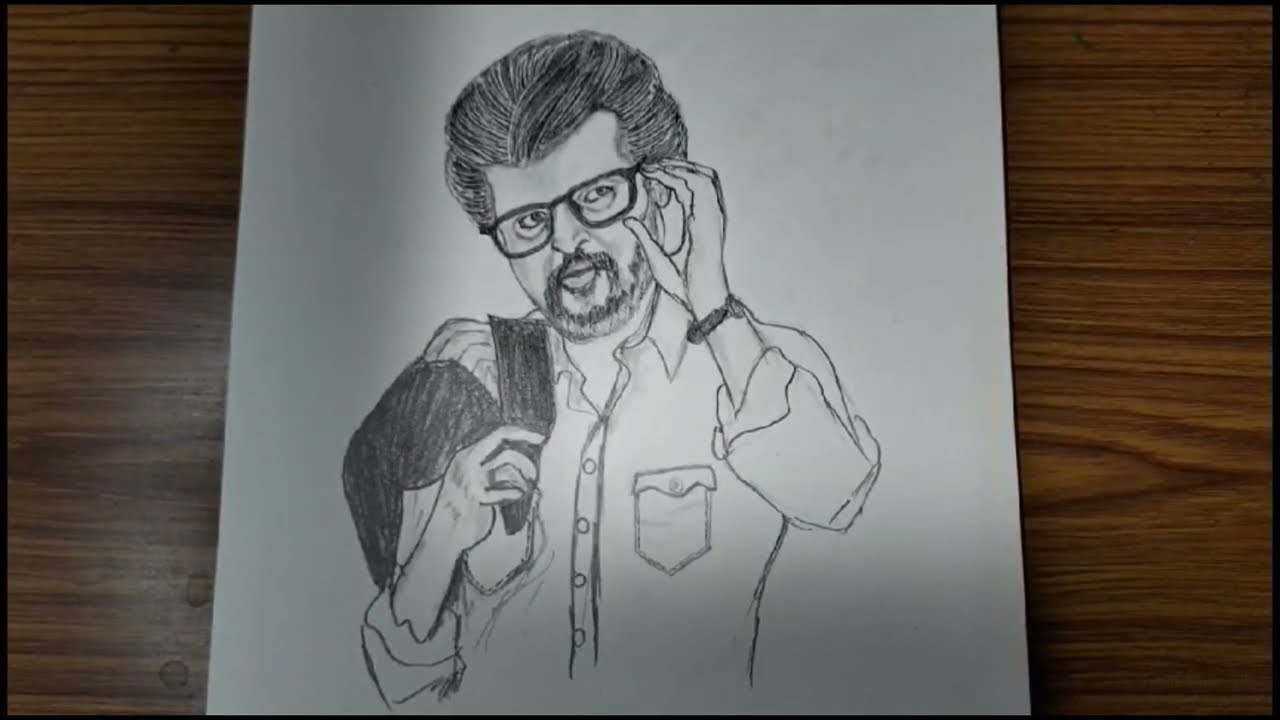 Rajinikanth Pencil Art Wallpaper ArtStation SuperStar 🌟