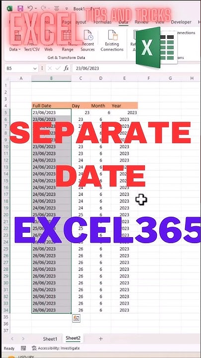 How to Separate date month year in excel #excel #microsoftoffice365 #exceltutorial #exceltips ...