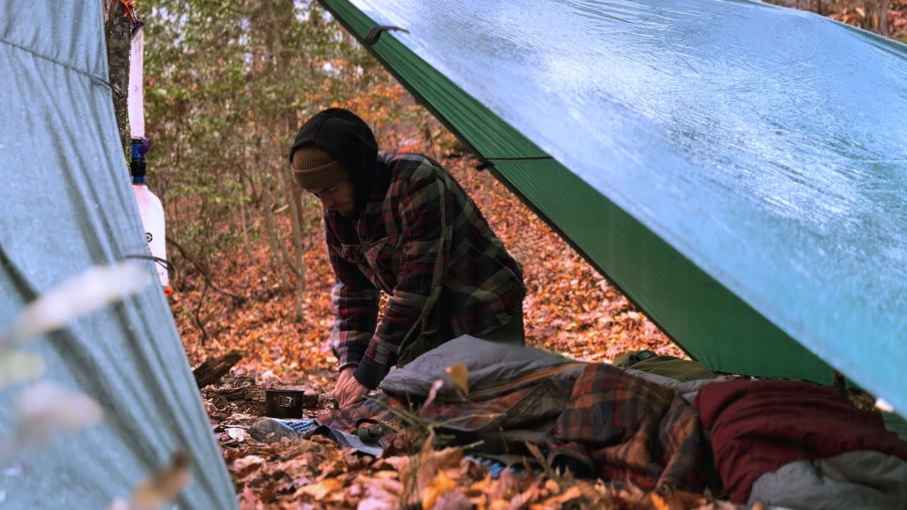 Winter Tarp Camping and Cave Exploration - YouTube