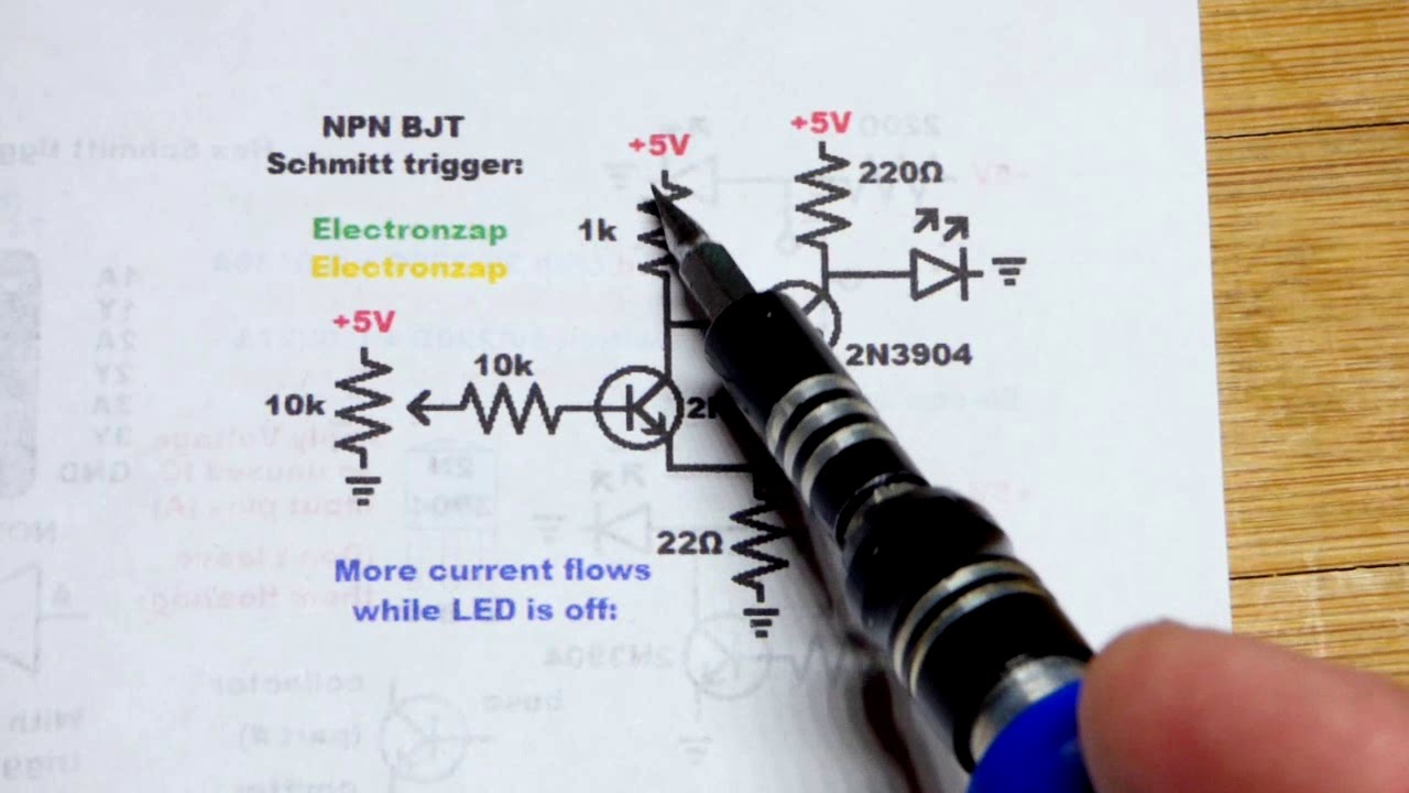NPN BJT Schmitt trigger using 2N3904 bipolar junction transistors ...