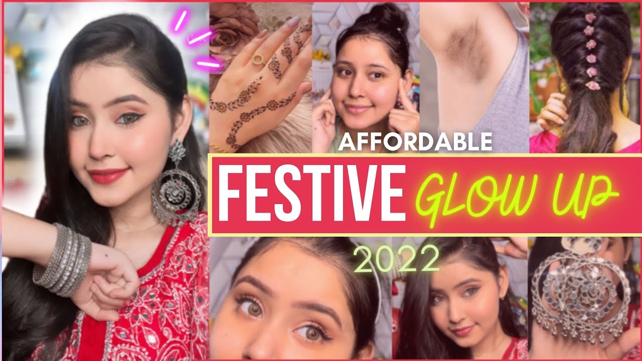 *Affordable* Festive Glow Up 🚿in just 10 minutes 😍 with Full Makeup ...