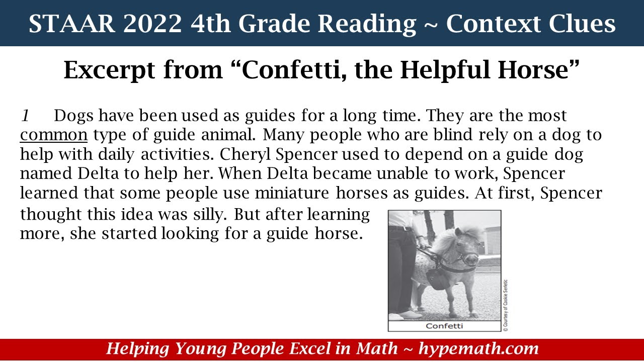 2022 STAAR Reading ~ 3rd Grade (Context Clues) Part 1 - YouTube