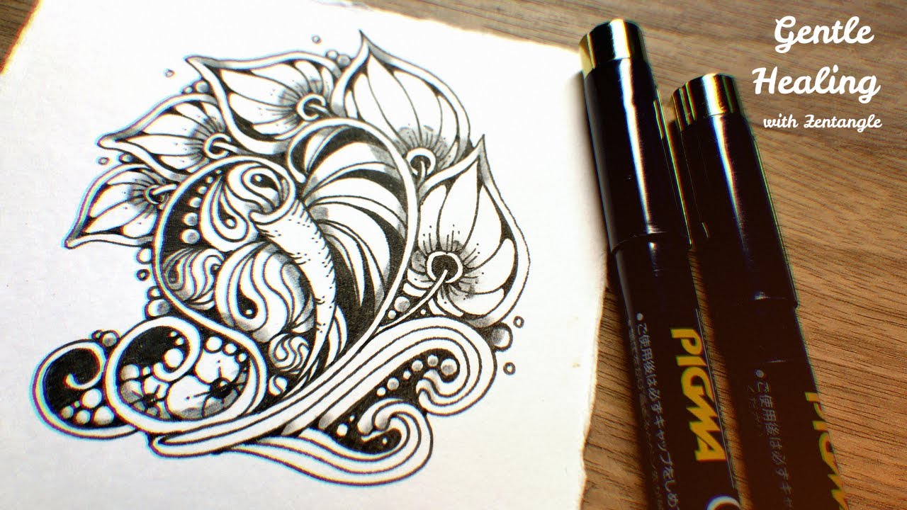 【Zentangle Inspired Art】Gentle Healing – Black Pen Linework (Full ...